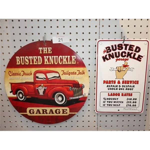The busted knuckle garage signs