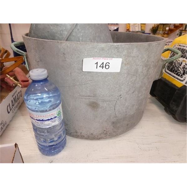 Galvanized bucket, funnel