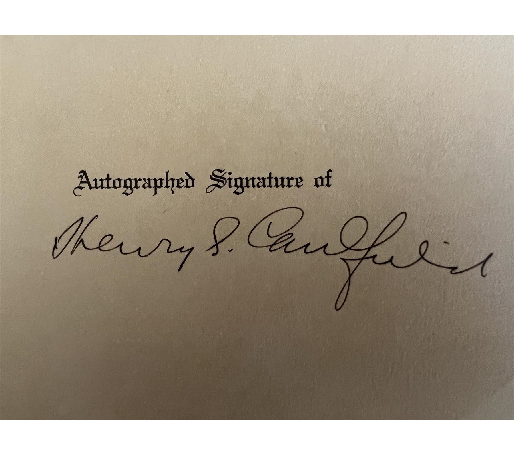Former Governor of Missouri Henry S. Caulfield original signature