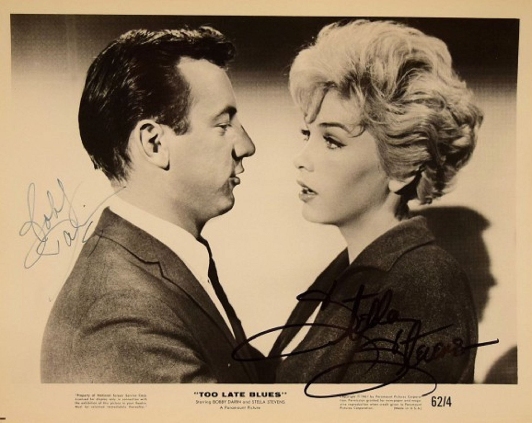 Bobby Darin & Stella Stevens signed movie still photo