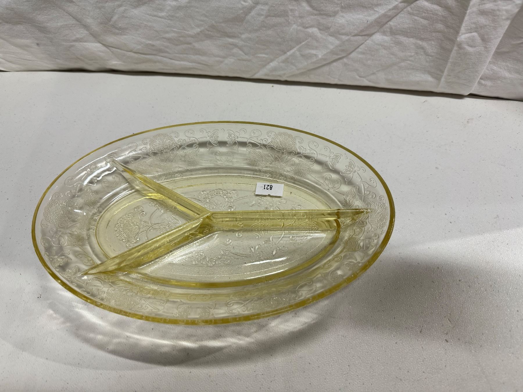 florentine Depression glass divided dish