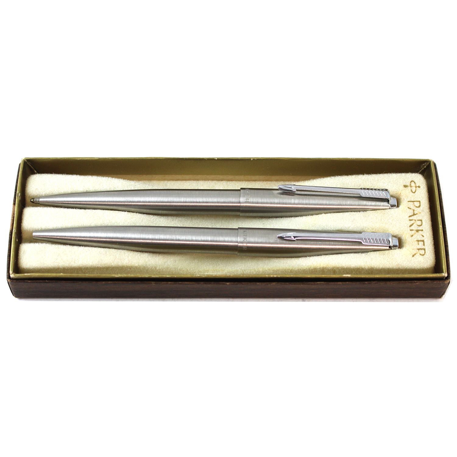 Vintage 1950s 'Parker' Stainless Steel Pen and Mechanical Pencil Set in ...