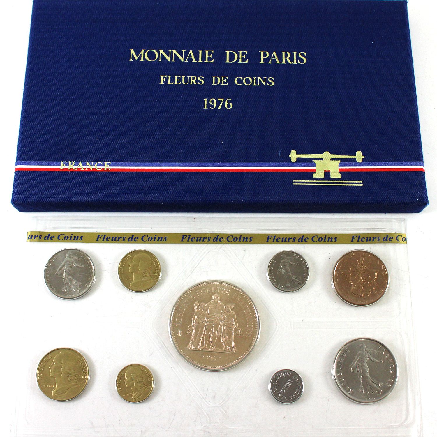 France 1976 Fleurs De Coins 9-Piece Specimen Set in Original Packaging