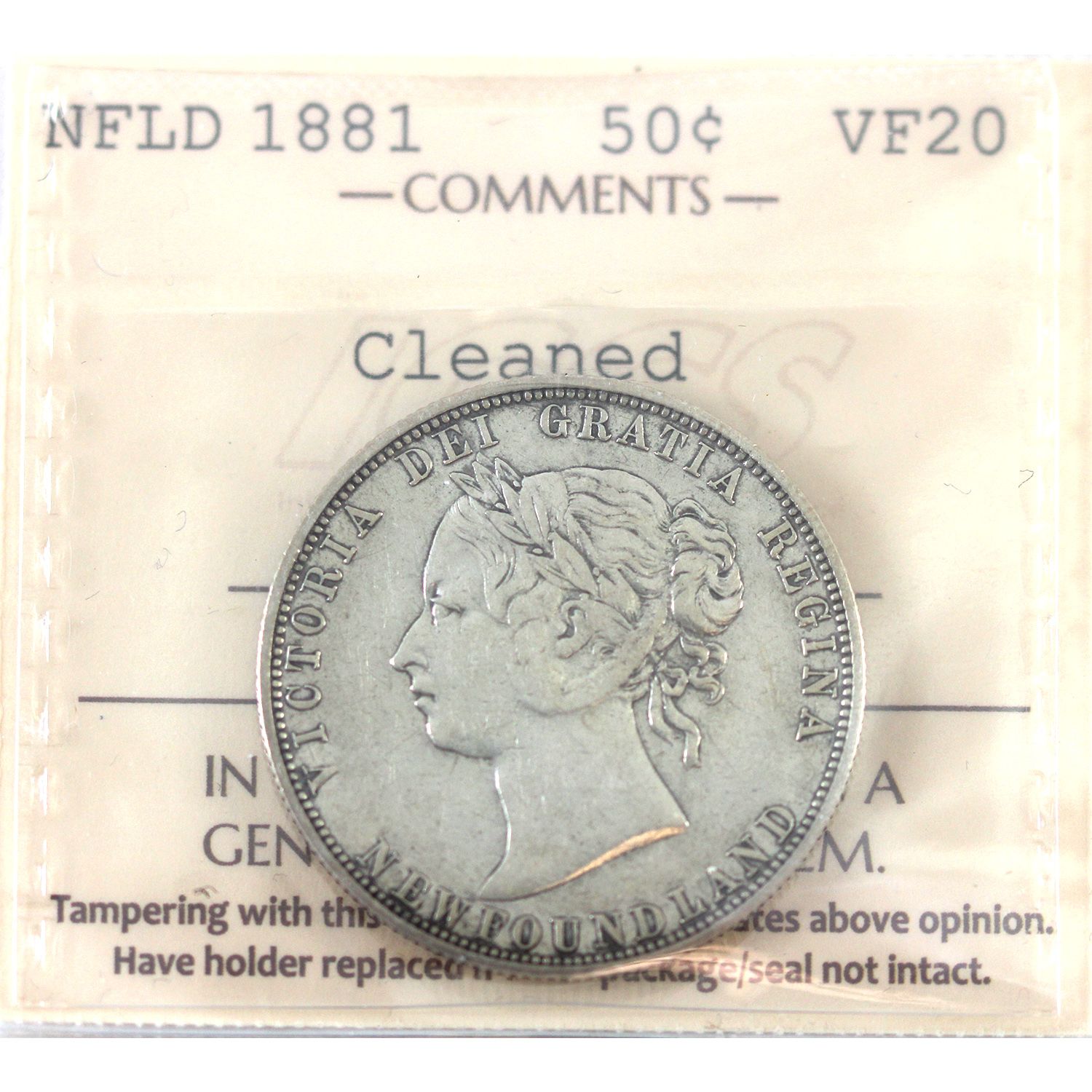 Newfoundland 50-cent 1881 ICCS VF20 (Cleaned)