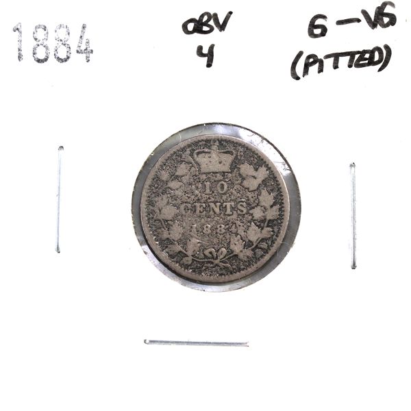 10-cent 1884 Obv. 4 GVG (pitted)