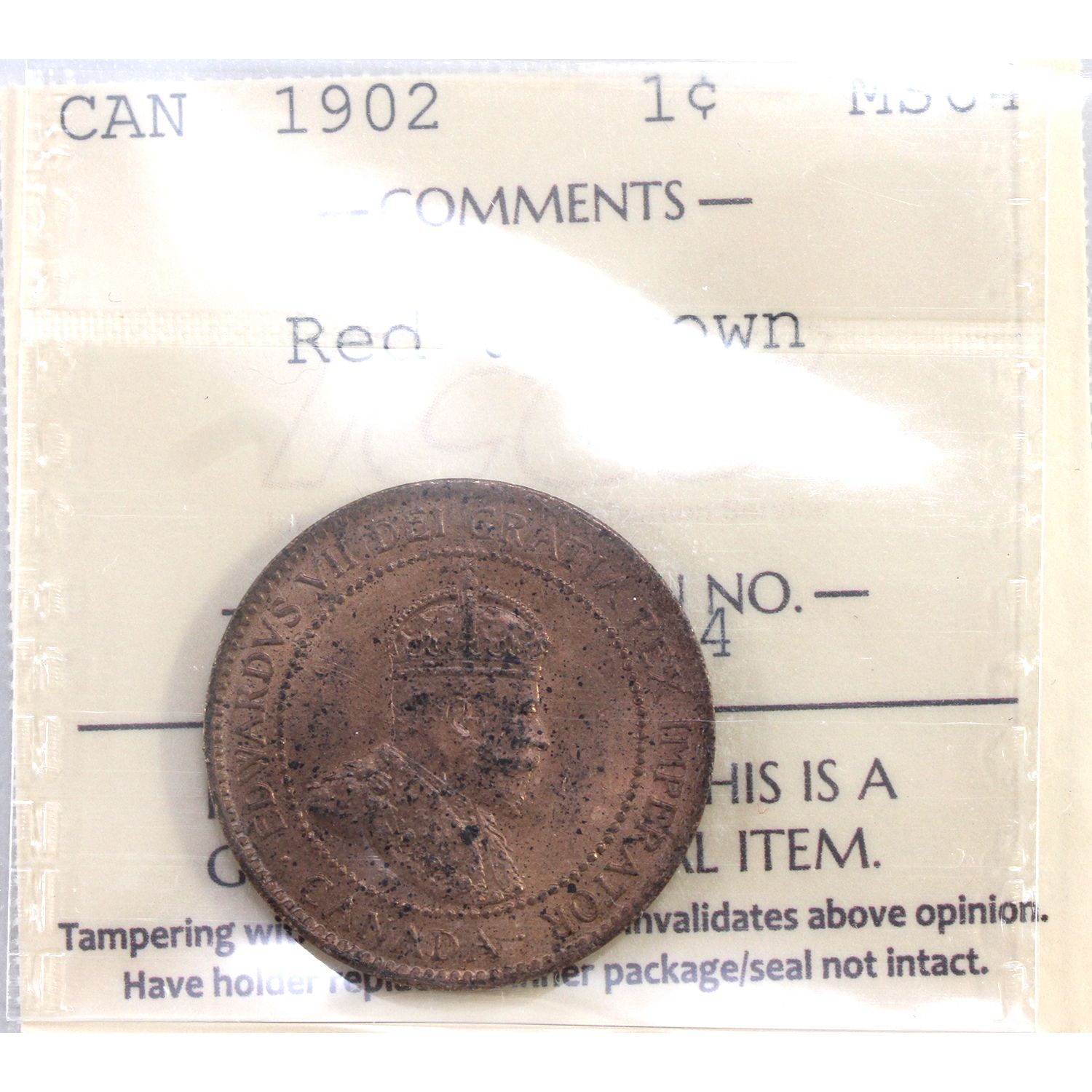 1-cent 1902 ICCS MS64 Red and Brown