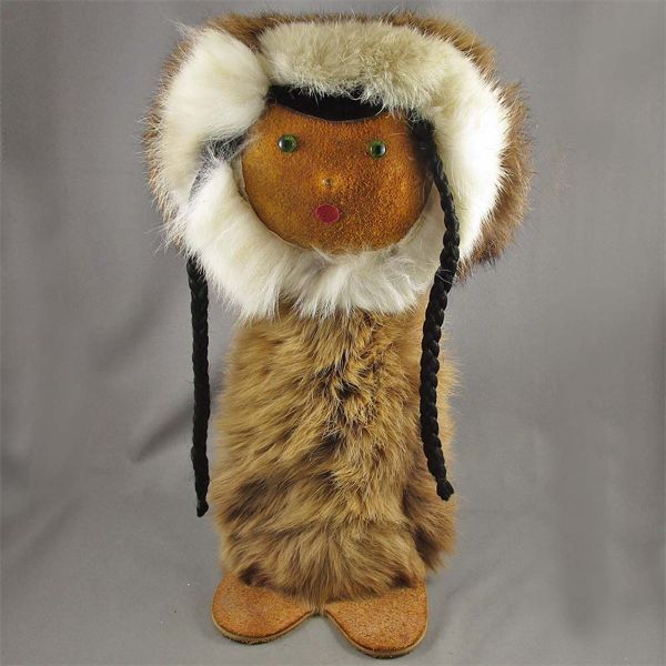 Vintage Inuit Doll (Poupee) with Real Fur
