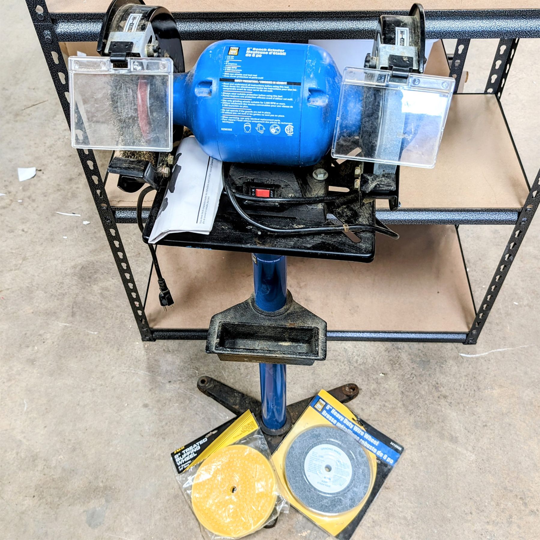 Free Standing Bench Grinder with Spare Wheel & Buffing Wheel - Working ...