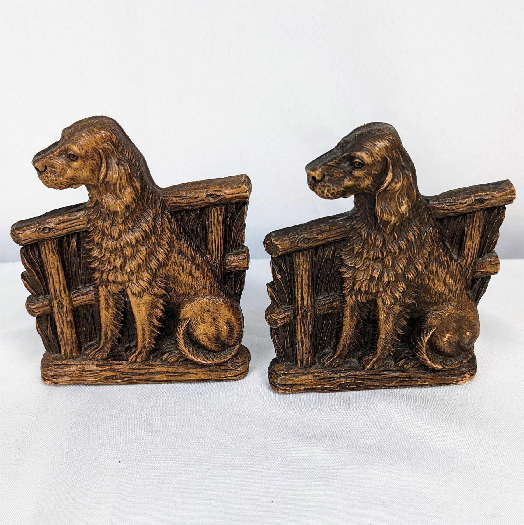 Set of Vintage Syroco Irish Setter Dog Book Ends