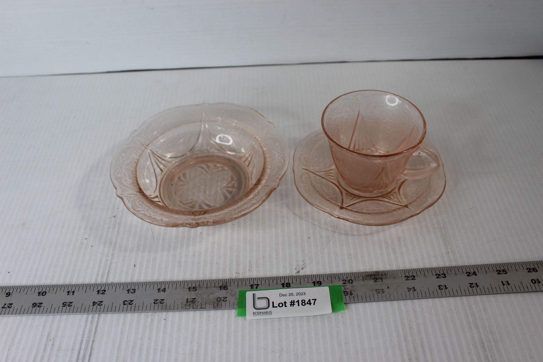 Pink Depression Glass Bowl Pink Depression Glass Cup And Saucer Bodnarus Auctioneering