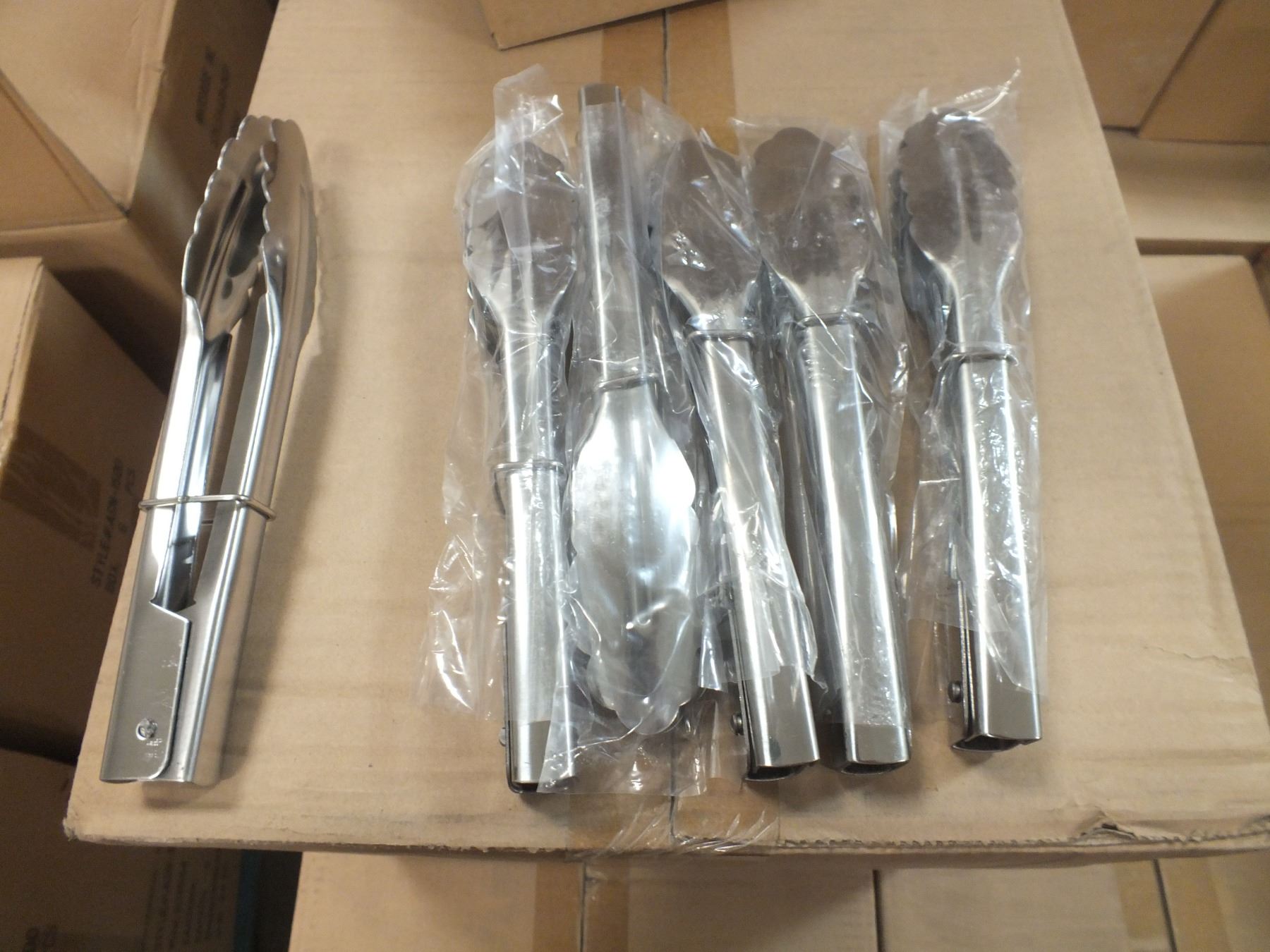 6 Small Stainless Steel Tongs