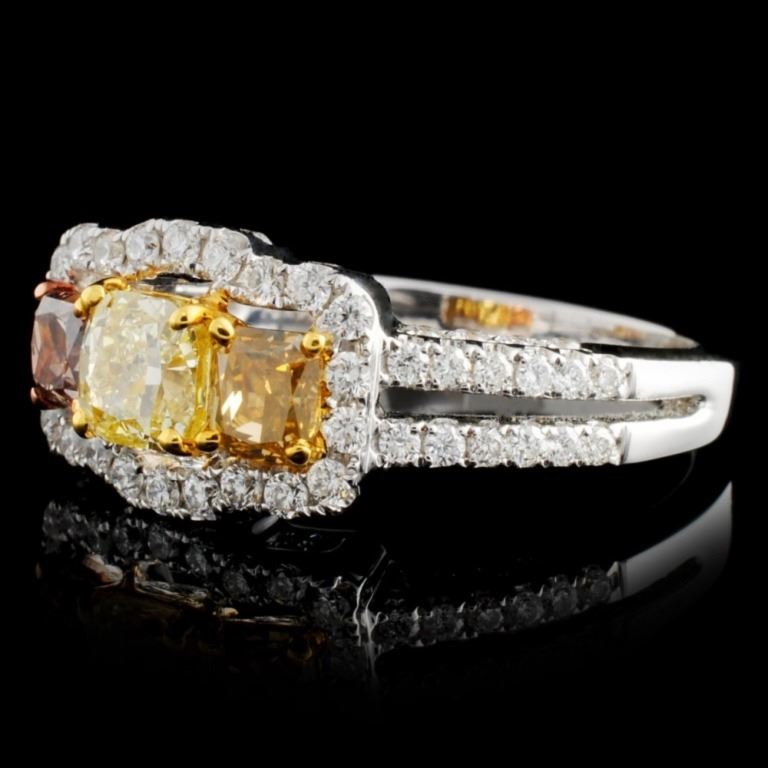 Fancy Colored Diamond Ring in White Gold, 1.70ctw
