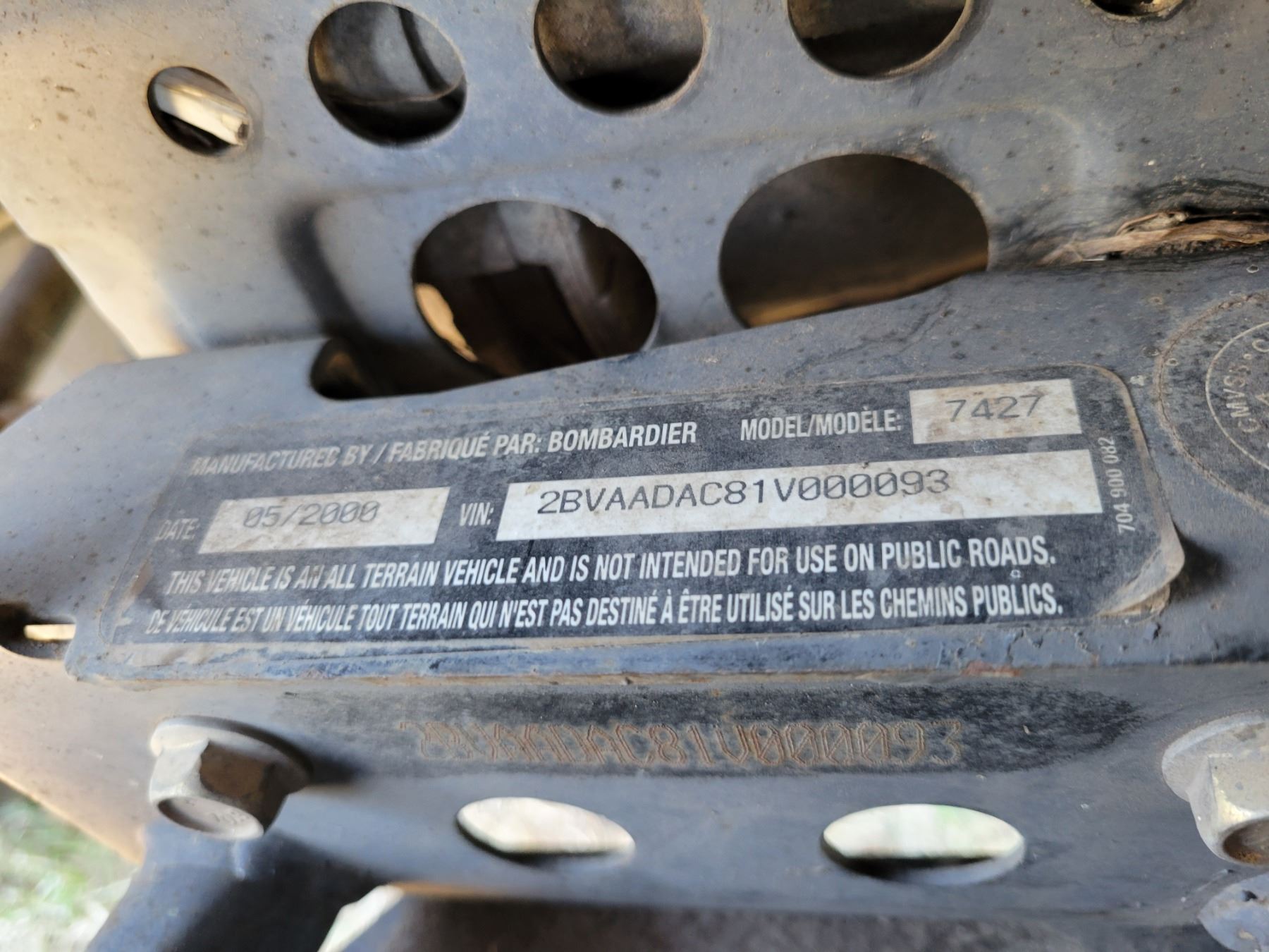 Bombardier 4X4 Traxter, 400 Rotax Engine, 4500 kms, SN. 2BVAADAC81V000093