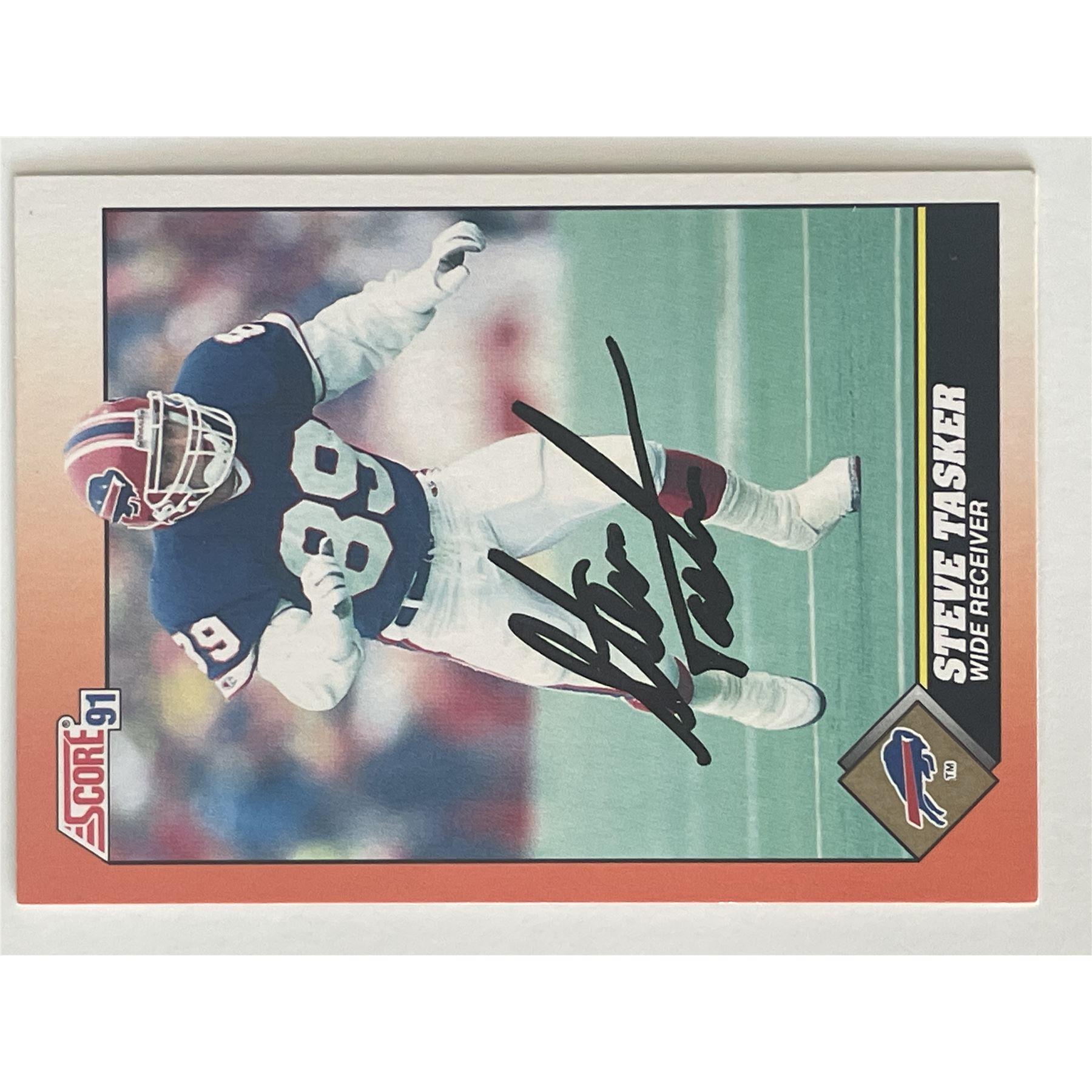 Buffalo Bills Steve Tasker signed 1991 Score #364 official NFL trading card