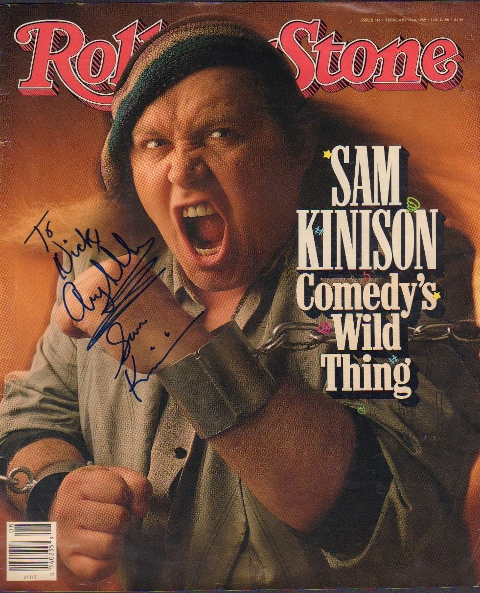 Sam Kinison signed magazine cover
