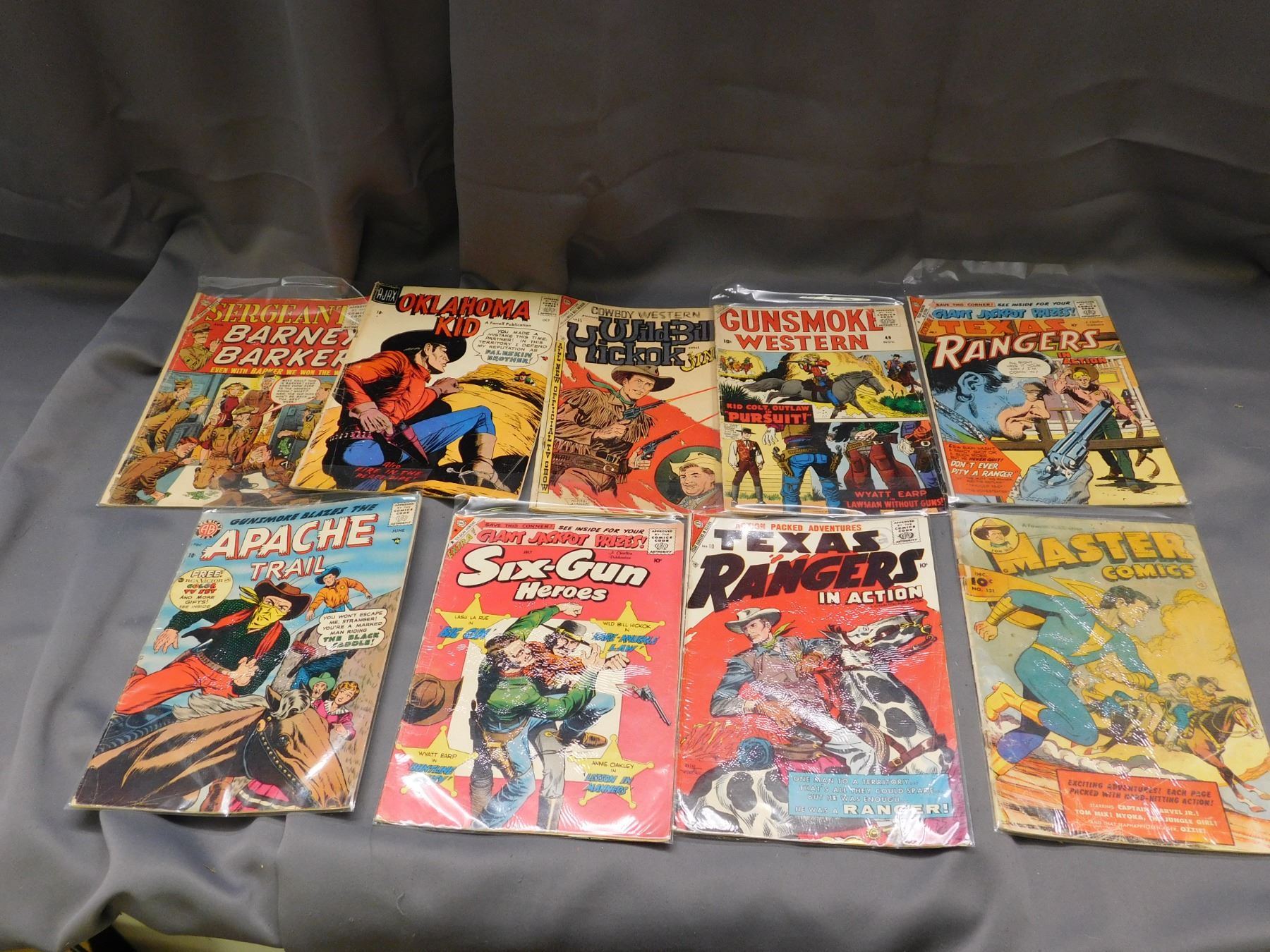 Lot of 9 Golden Age Western comics 10c Covers Gunsmoke, Wild Bill, Six ...