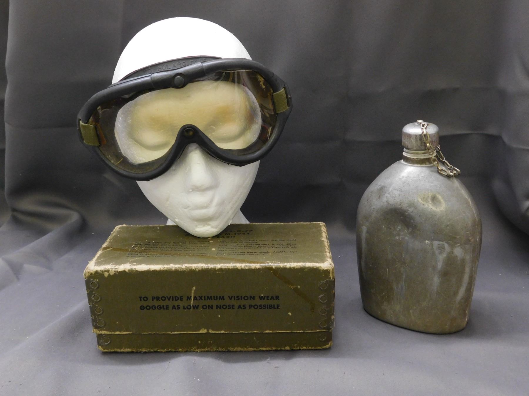 WW2 Era Polaroid Goggles M-1944 74-G-77 with Box and WW1 Era Canteen ...