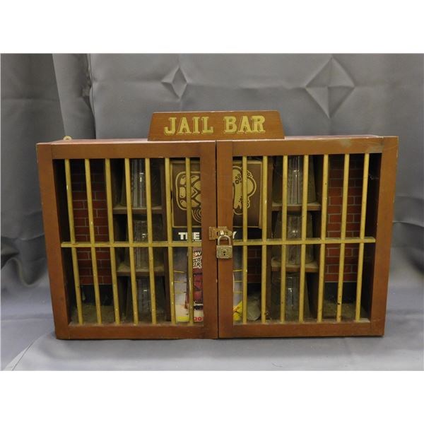 Vintage Jail Bar Set w 6 Glasses, Coasters, A&W Mug