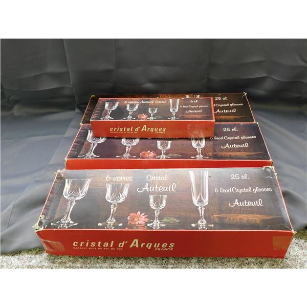 Lot of 23 Vintage Boxed Crystal Wine Glasses Sets 17 of the 25cl Size ...