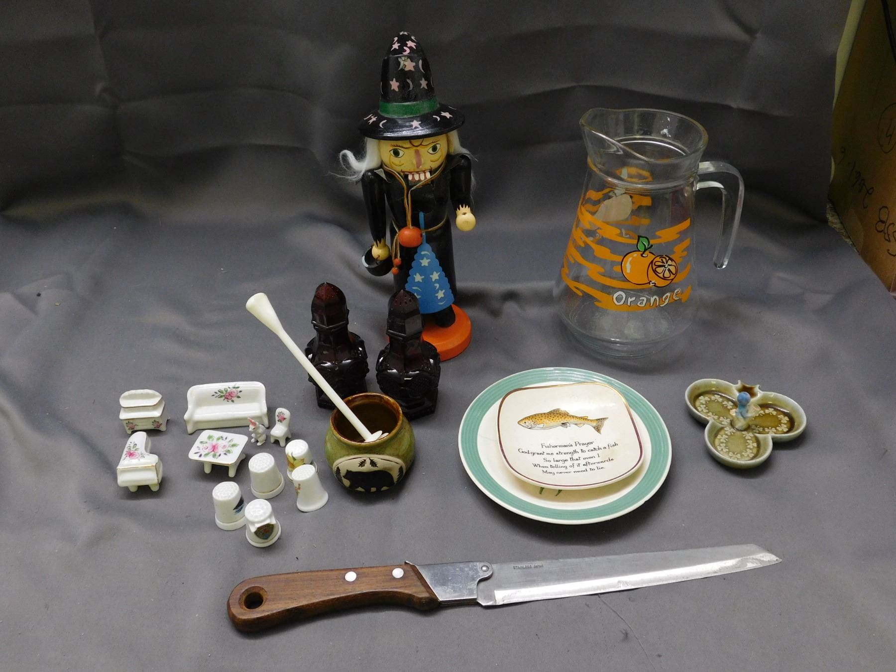 END OF THE RUN LOT Halloween Nutcracker, Orange Juice Pitcher, Honey ...