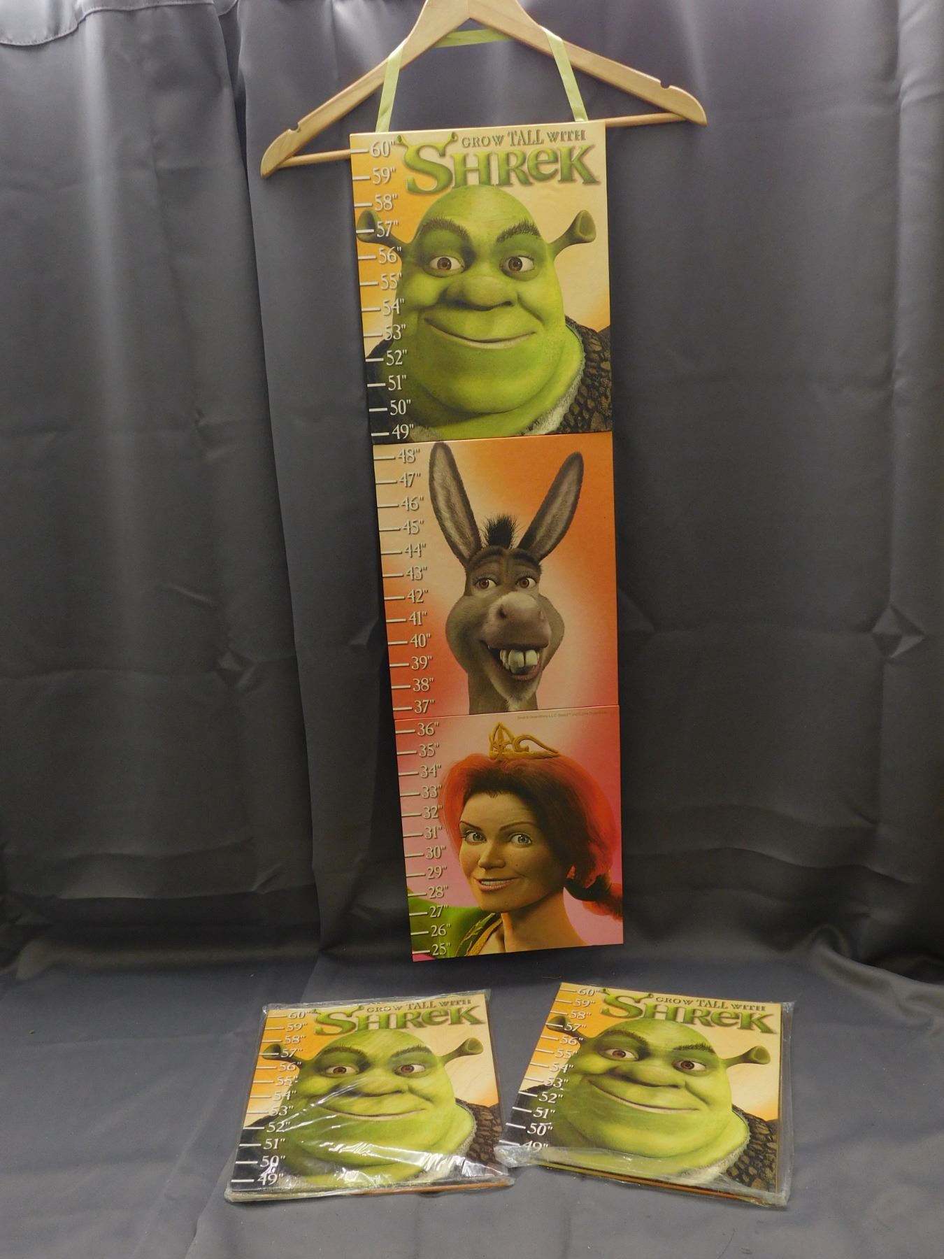 Lot of 3 Grow Tall with Shrek Wall Hanging Dreamworks 2004