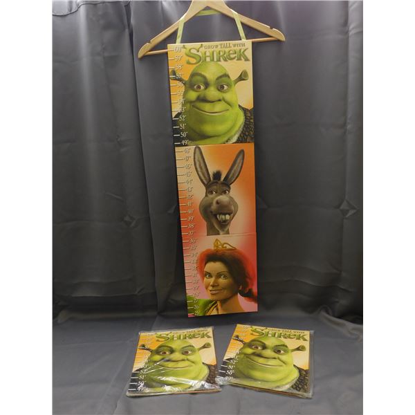 Lot of 3 Grow Tall with Shrek Wall Hanging Dreamworks 2004
