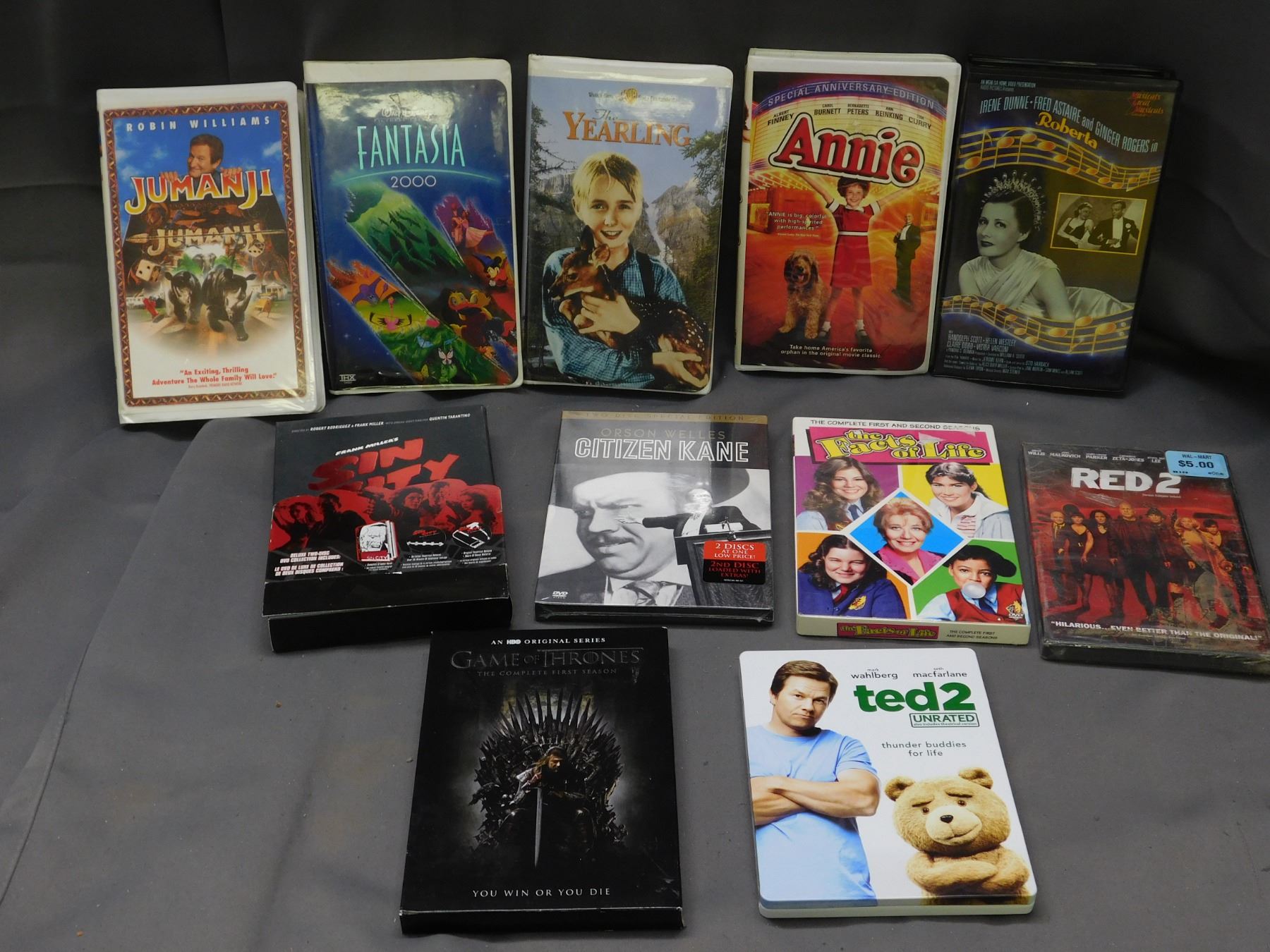 Lot of VHS Clamshell Tapes, DVDs, Some Sealed, Ted 2 Steelbook, Annie ...