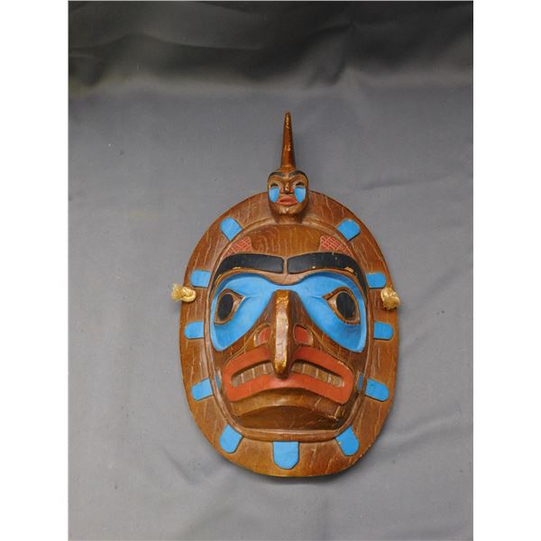 Wooden Northwest BC Haida Art Mask Totem Signed J, Wolf Canada