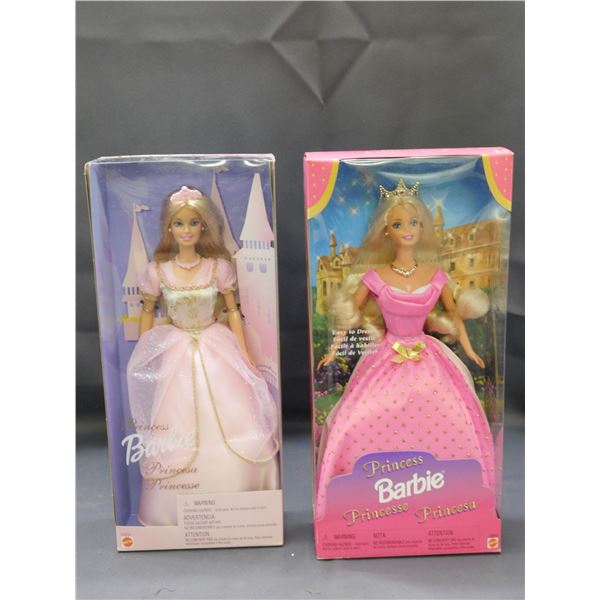 Lot of 2 Mattel Barbie Princess Dolls 1998 1999 NEW
