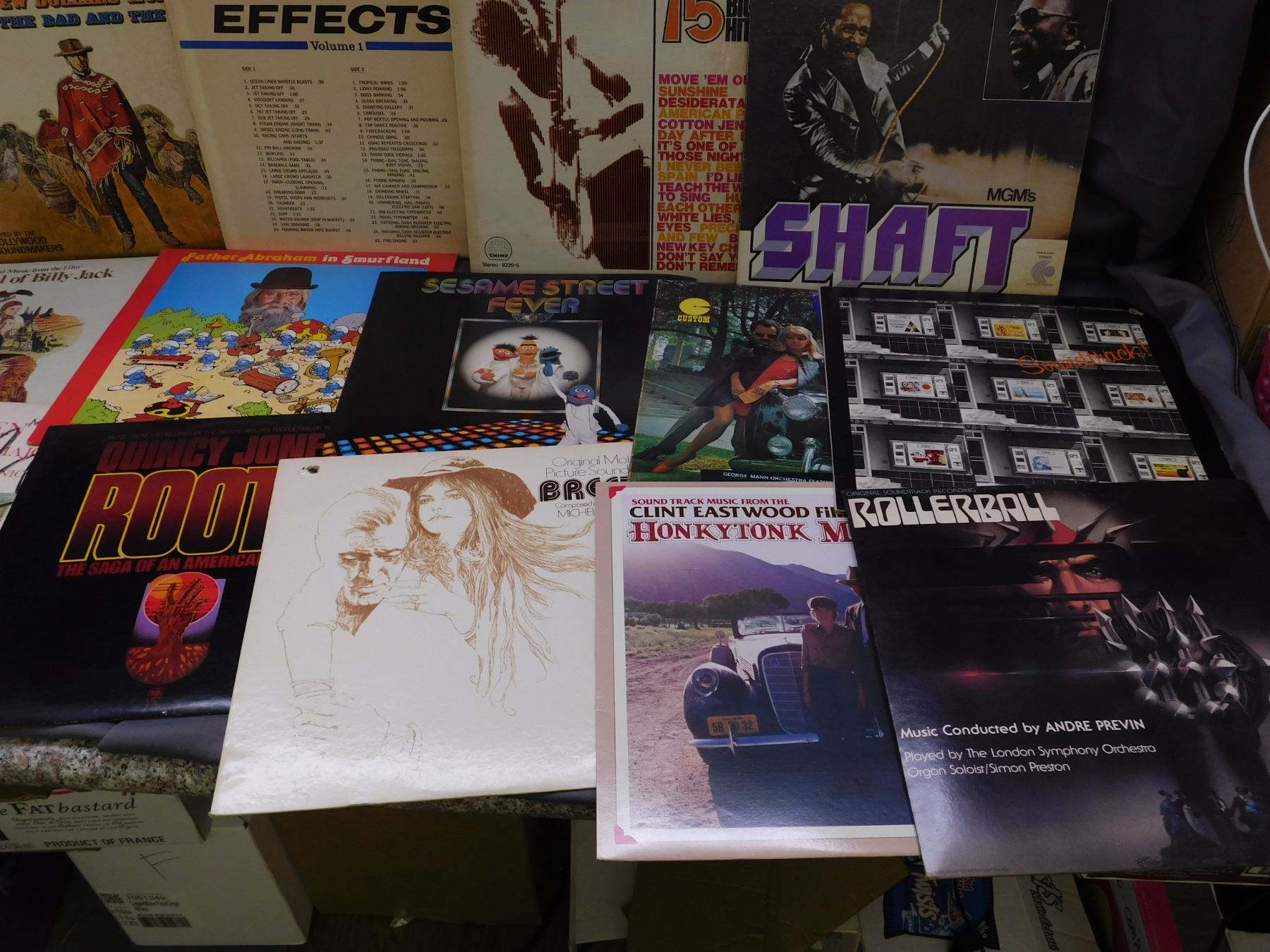 Lot of 17 Vinyl Records LPs Soundtracks Sesame Street, Shaft, Clint ...