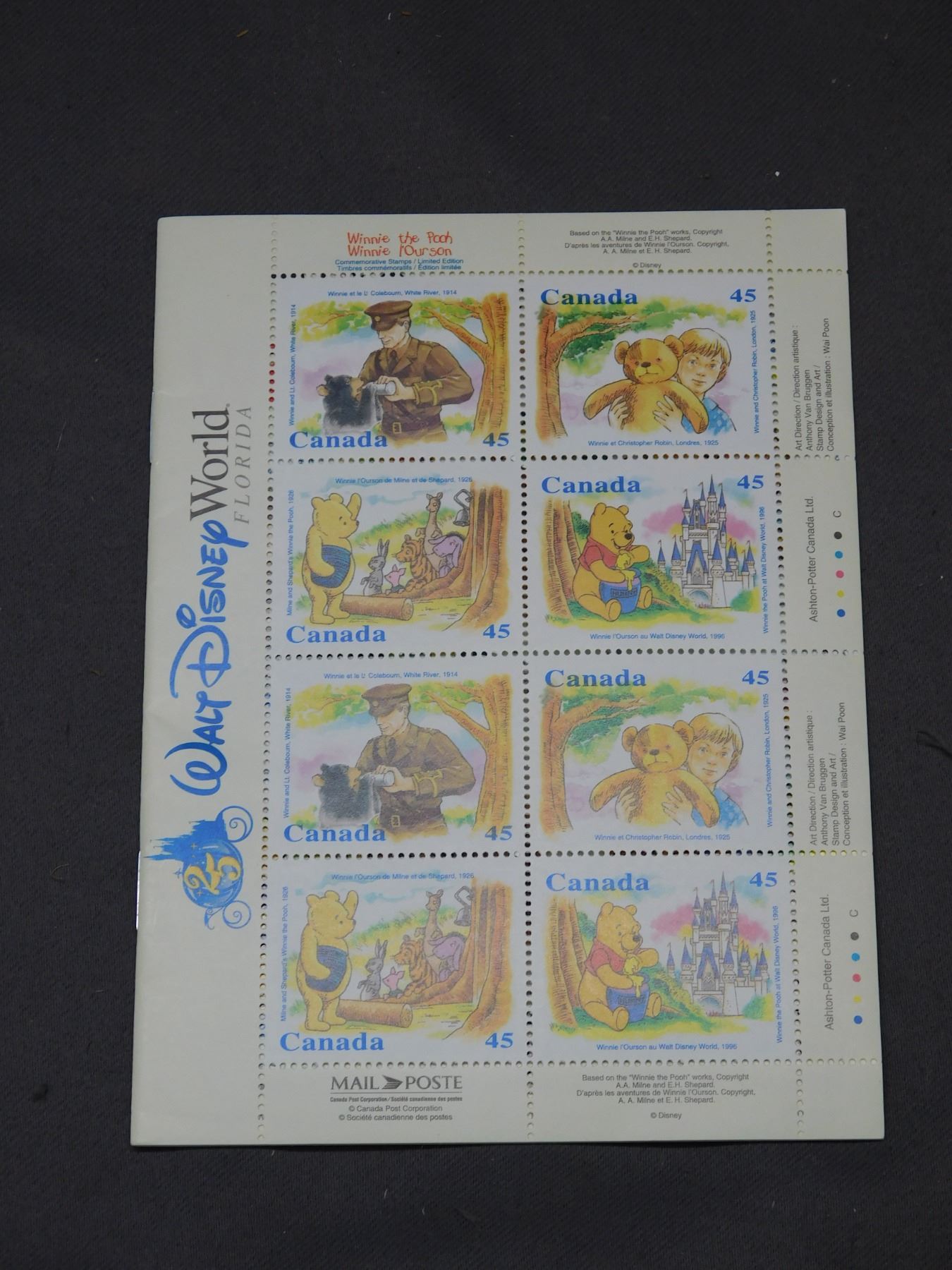 Walt Disney World Florida Winnie The Pooh Commemorative Stamps Booklet