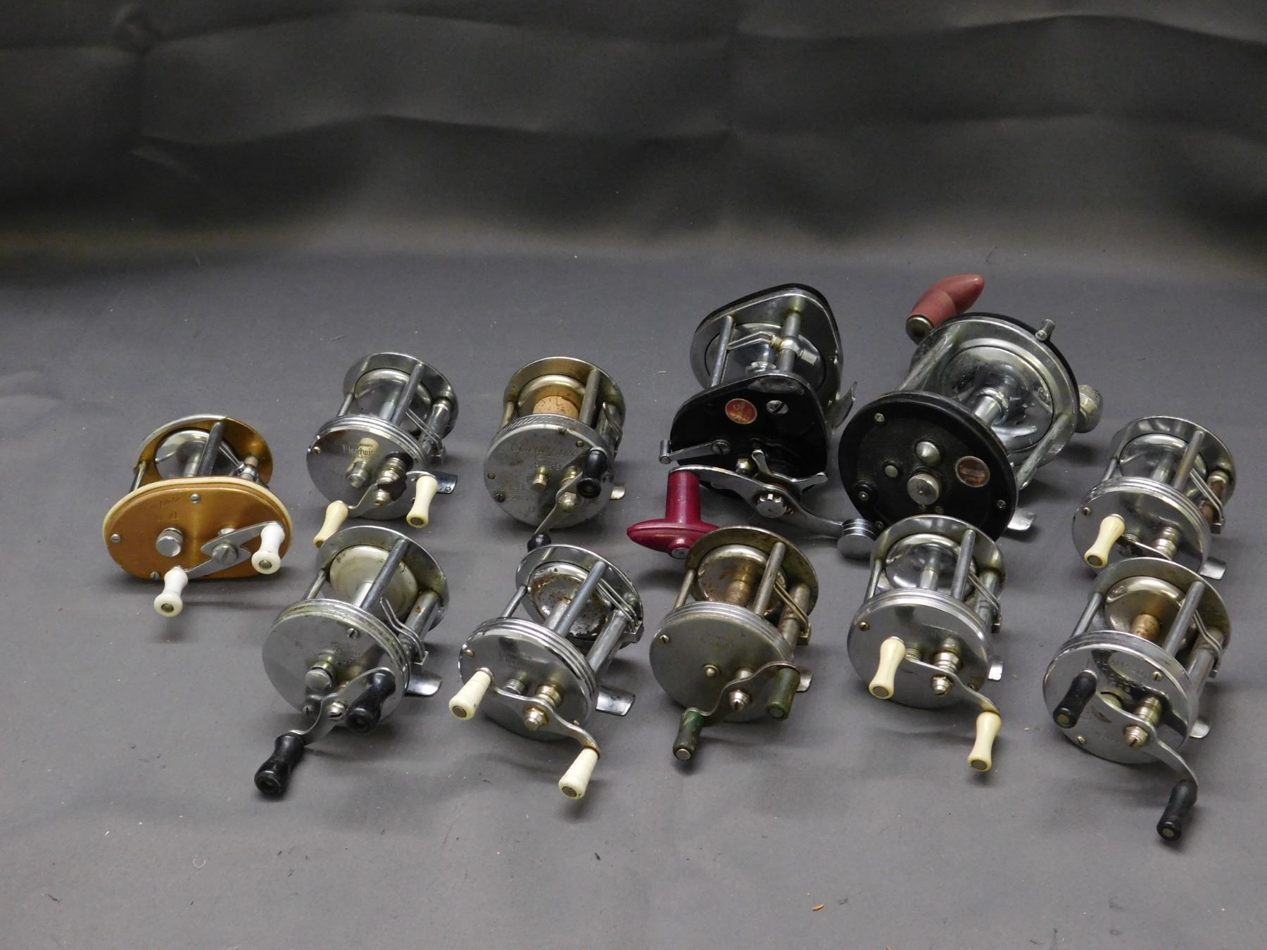 Lot of 11 Fishing Reels immec 256-p Sunstop 22p, Fleetwing, great lakes ...