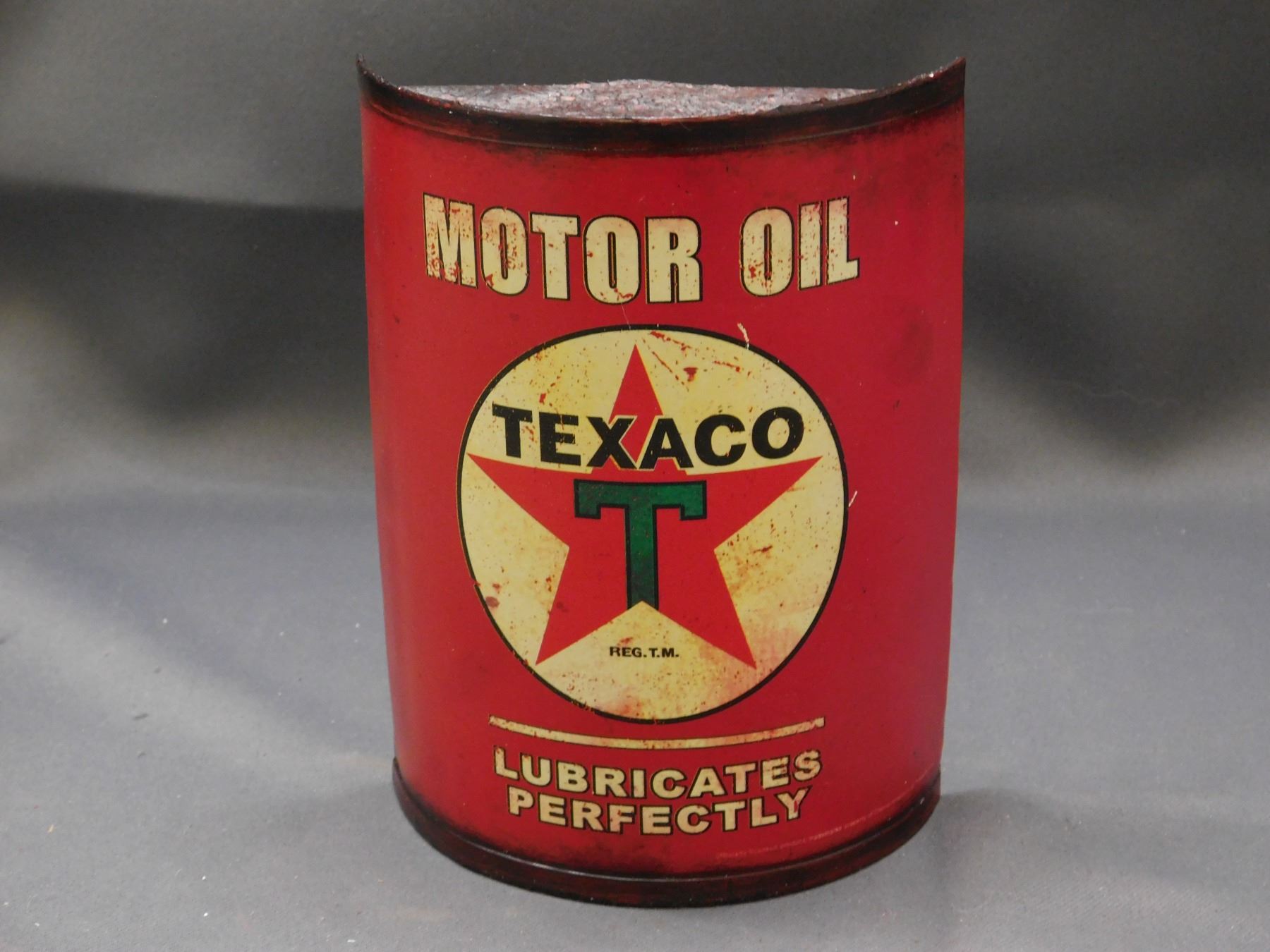 Motor Oil Texaco Lubricant Wall Decor Half Tin Modern Reproduction