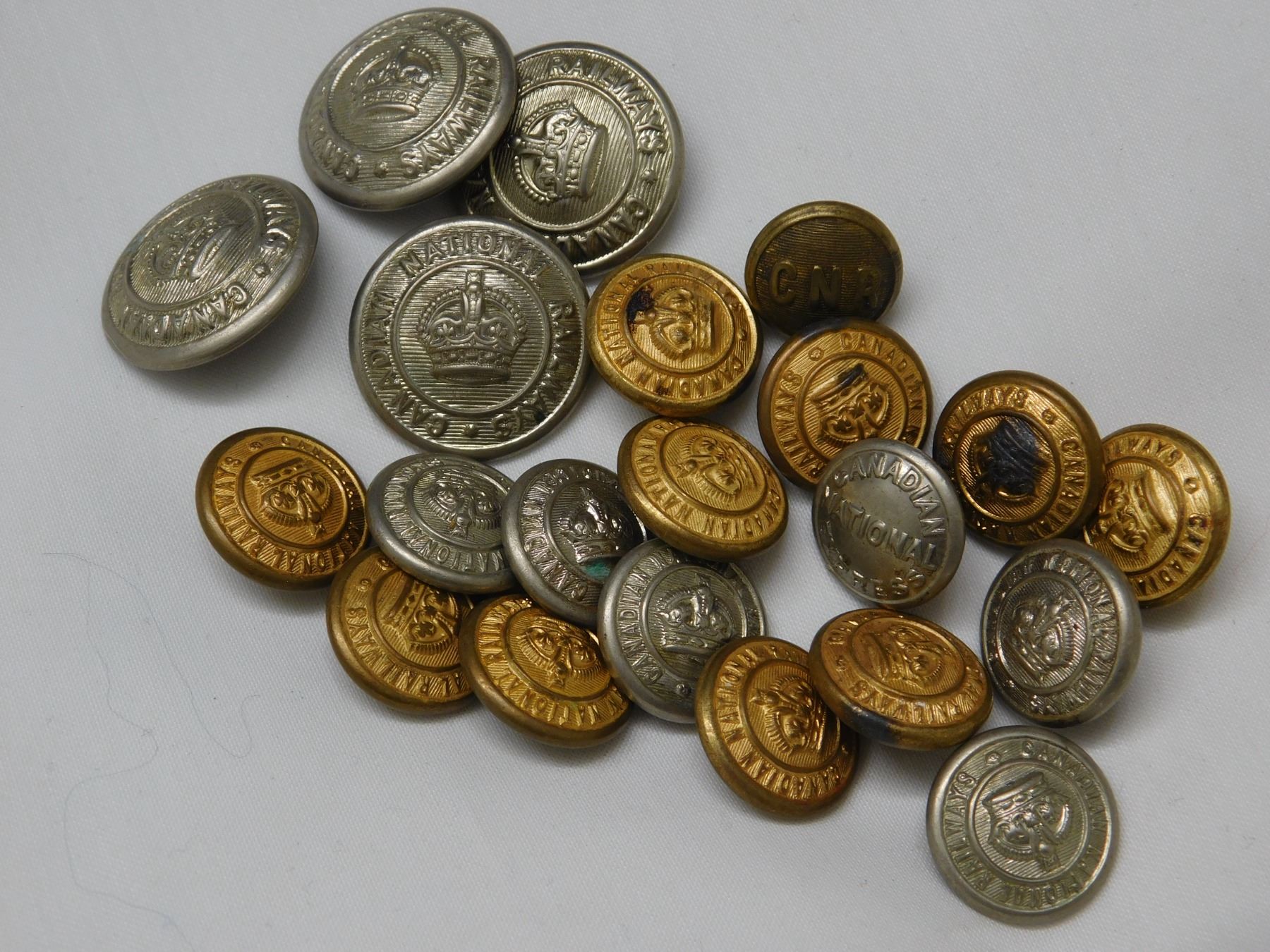 21pcs CN Canadian National Vintage Brass Buttons