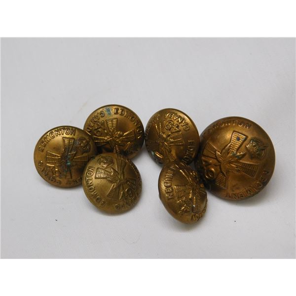 6 Edmonton 49th Regiment "J.R. Gaunt" Brass Uniform Buttons