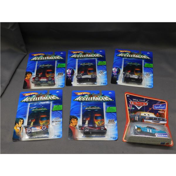 Lot of 6 AcceleRacers Hot Wheels Die Cast Cars and Collectible Card ...