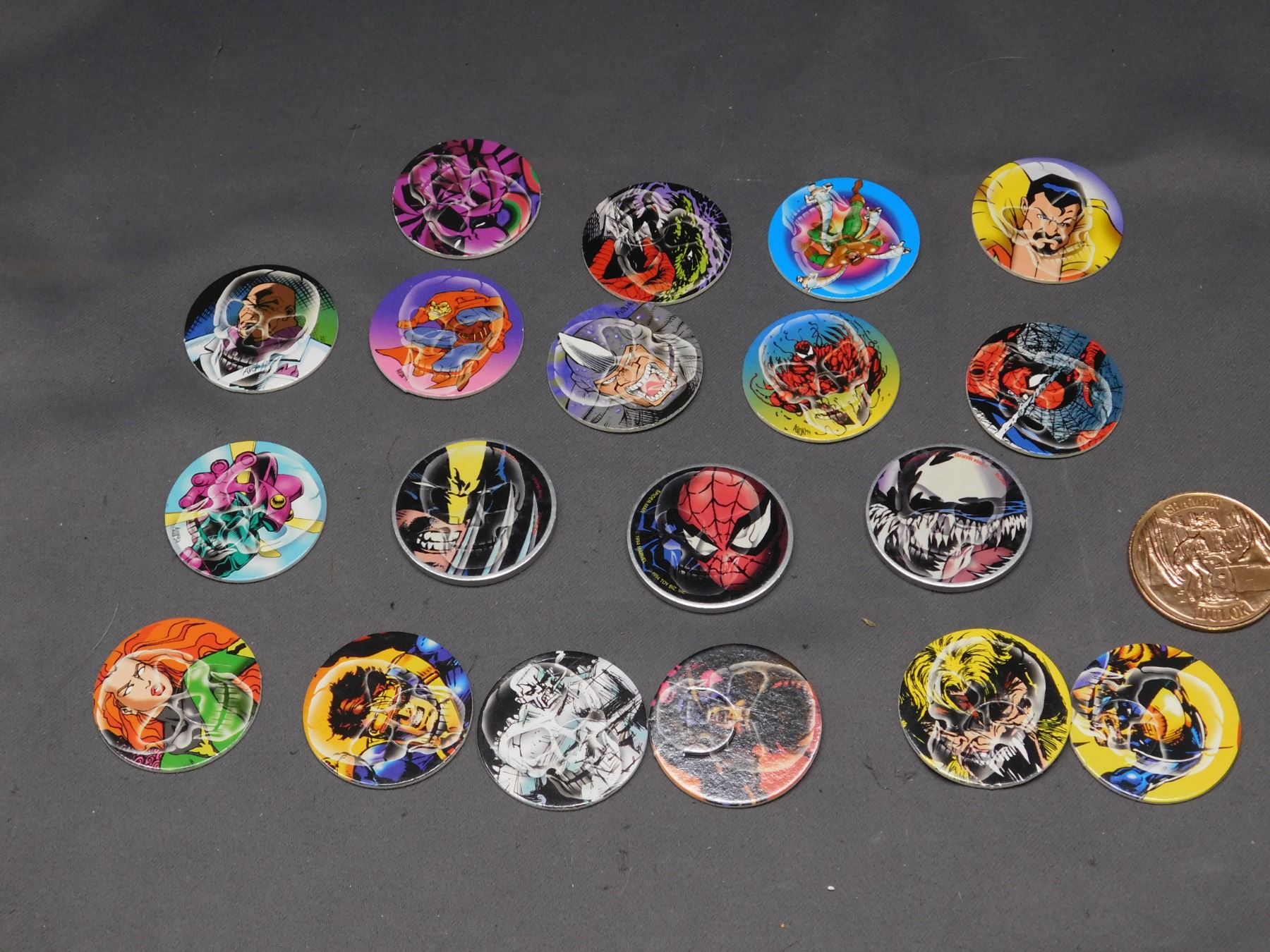 Lot of POGS Marvel Superheroes, Ewoks Dulock Shaman Coin
