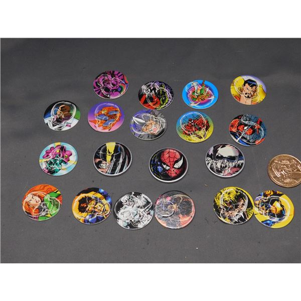 Lot of POGS Marvel Superheroes, Ewoks Dulock Shaman Coin