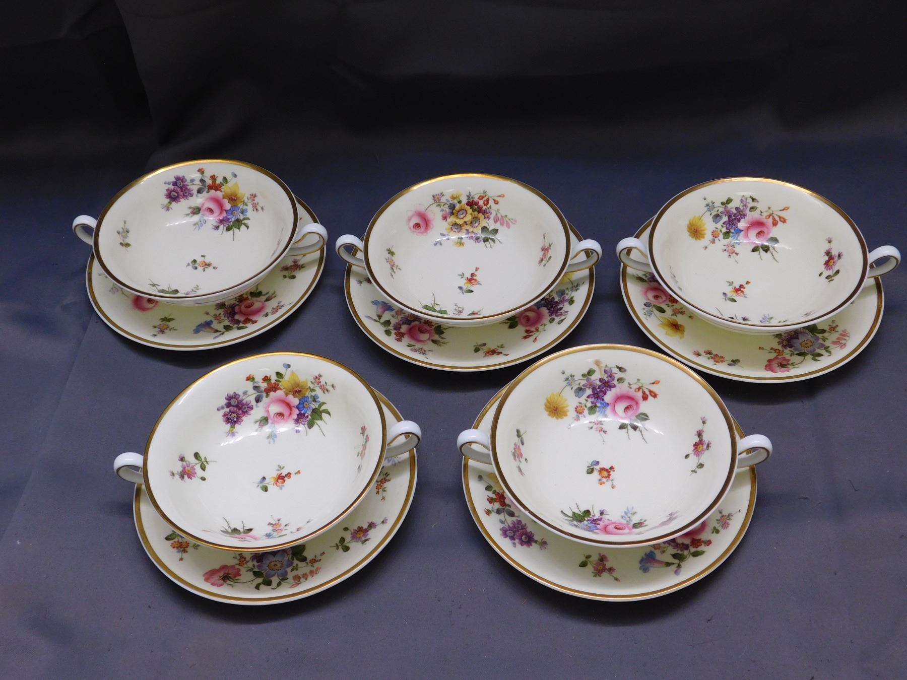 Lot of Cauldon China England Double Handed Cups and Saucers Beige ...