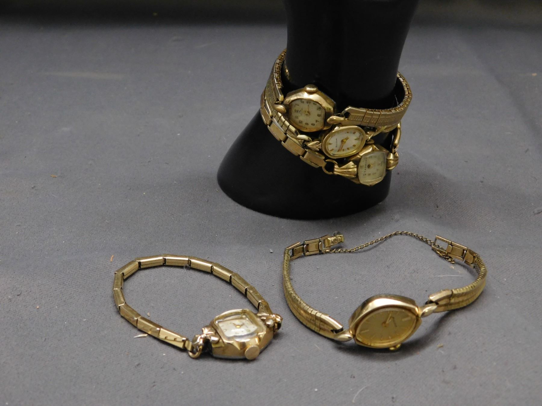 Lot of 5 Women's Mechanical Wristwatches 3 Bulova, 1 Solar and 1 Cadman