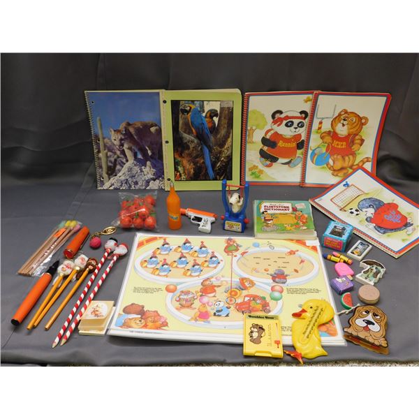 Vintage 1980s Stationary Notebooks, Erasers, Pencil Toppers, Placemats ...