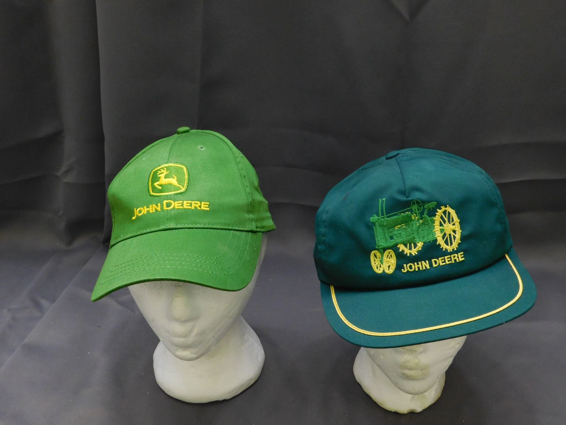 Lot of 2 John Deere Tractor Heads Farmer Hats 1991 Collector Hat 1st ...