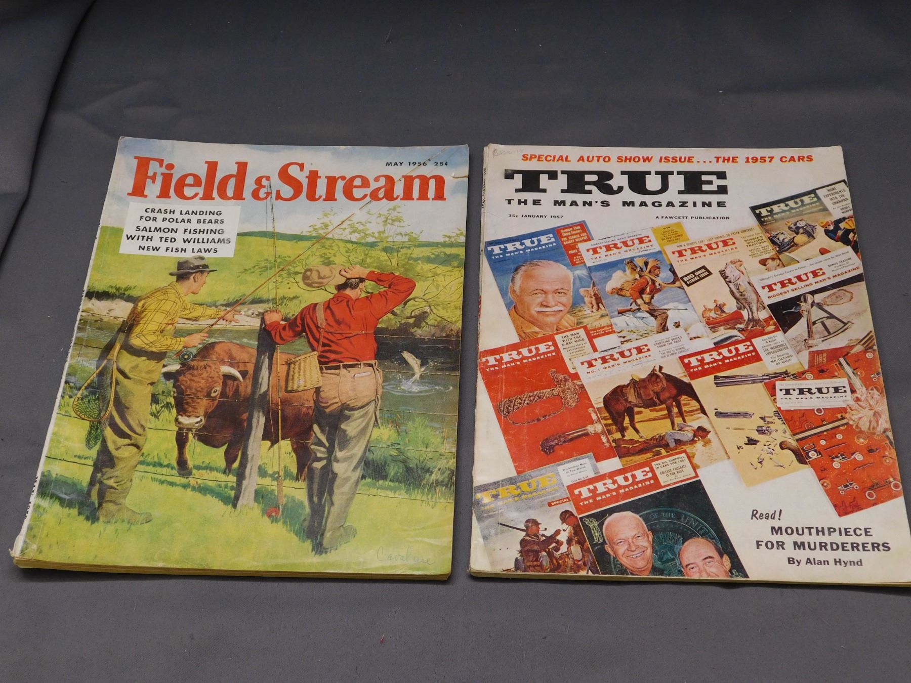 Pair of 1950s Magazines True The Man's Magazine 1957, Field & Stream 1956
