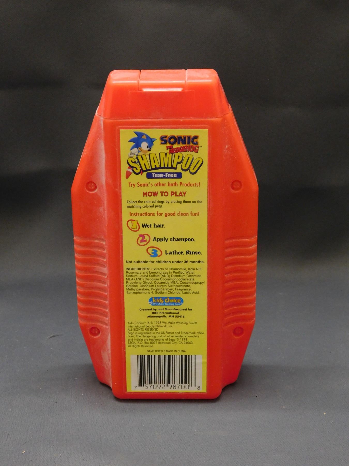 Vintage 1998 Sonic The Hedgehog Shampoo Tear-Free Bath Game 10 fl oz SEGA