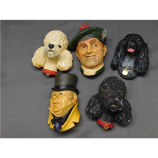 1960's Bossons, England Chalkwear Heads Wall Decor Men and Dogs