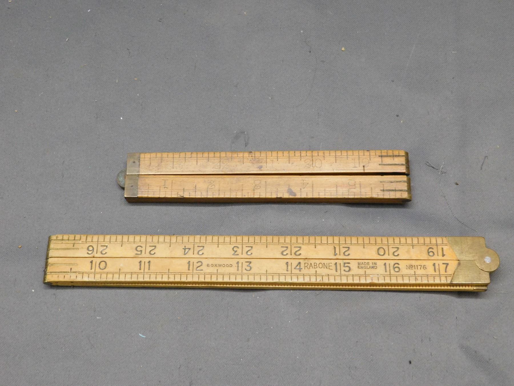 2 Old Wood Folding Rulers Rabone 24" x 36" Inch