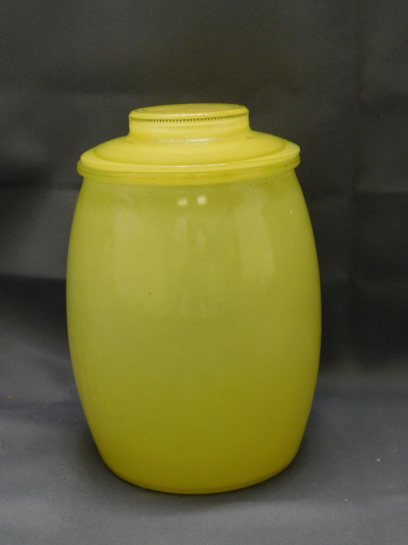 Vintage circa 1950s MCM Era Bartlett Collins Yellow Glass Jar Hand Painted