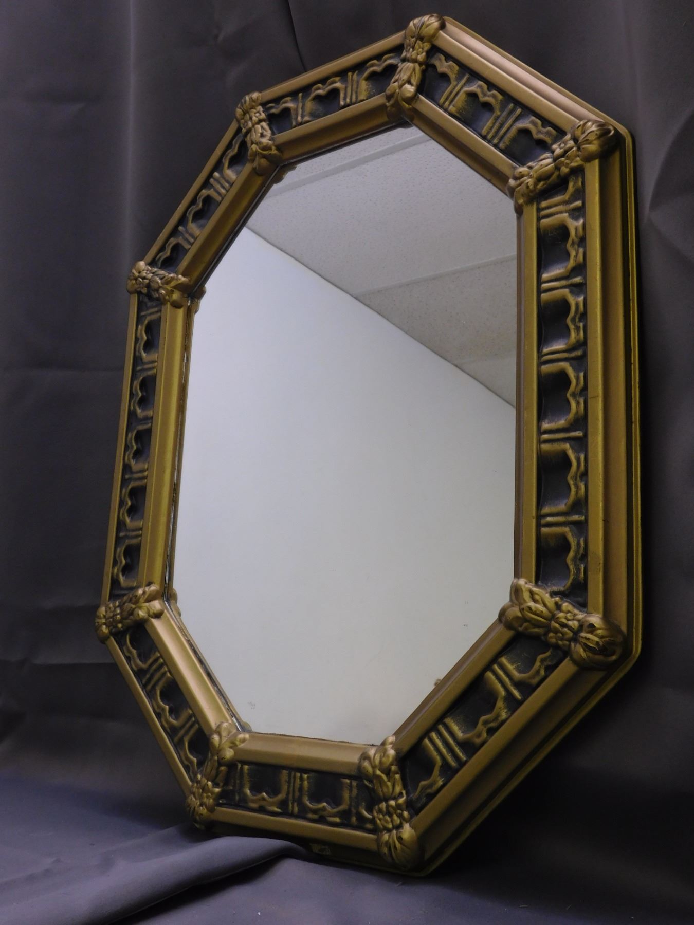 Vintage MCM Mirror 2ft x 19" Oval Shape Gold Tone Ornate Trim