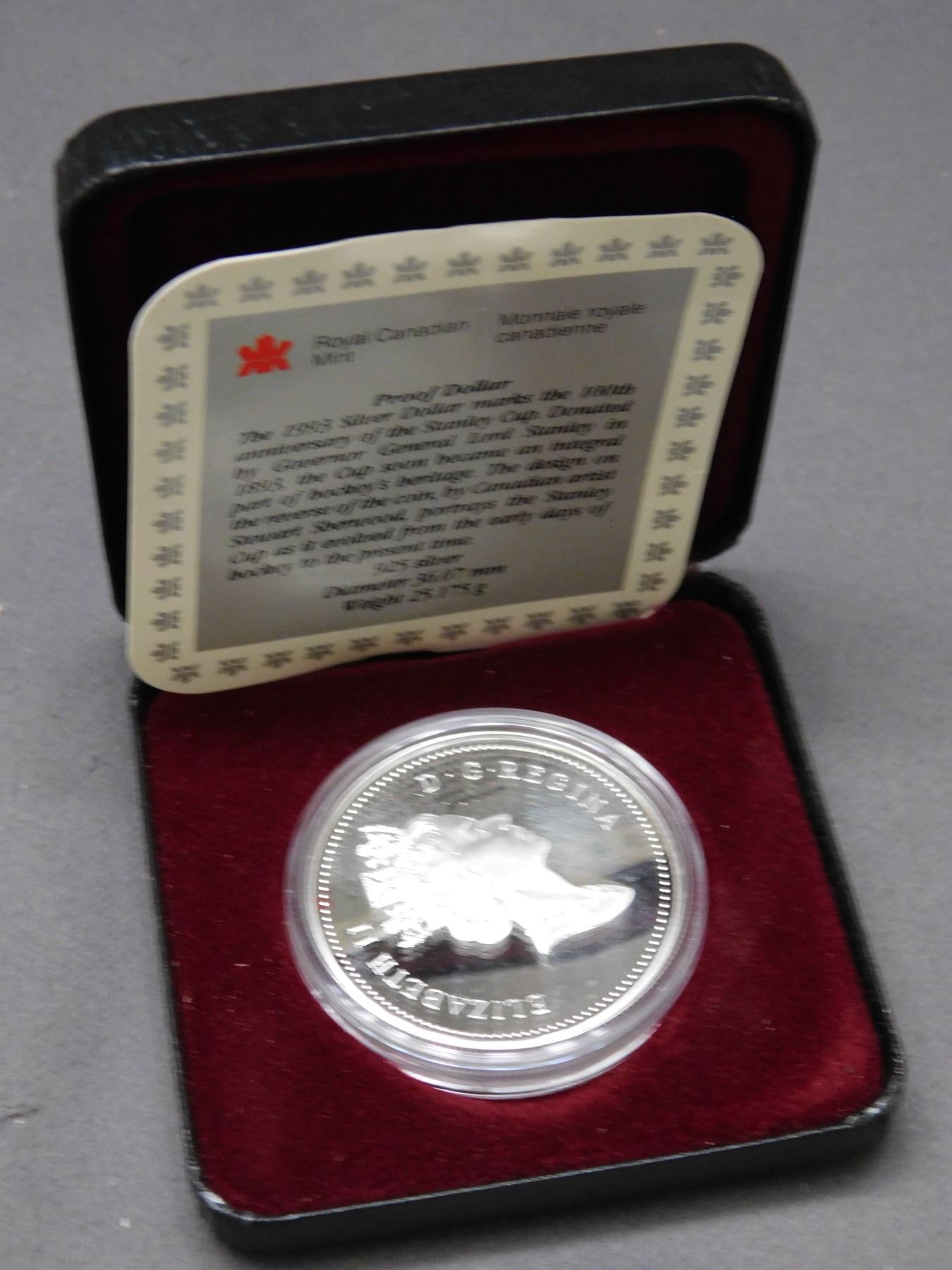 1993 Sterling Silver Dollar Stanley Cup 100th Anniversary RCM