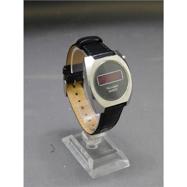 1976 Bulova Quartz Red LED Screen Digital Watch